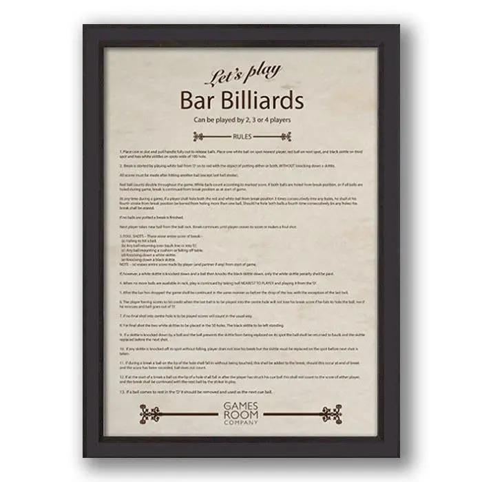 Bar Pool Room Rules Poster Pool Table Rules Metal Sign Wall Hanging